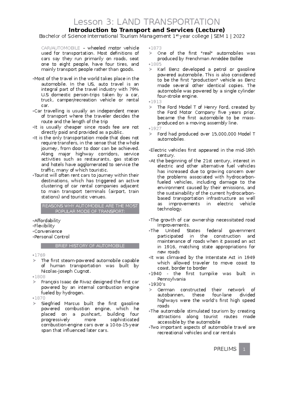 L3 - LAND Transportation - Introduction to Transport and Services ...