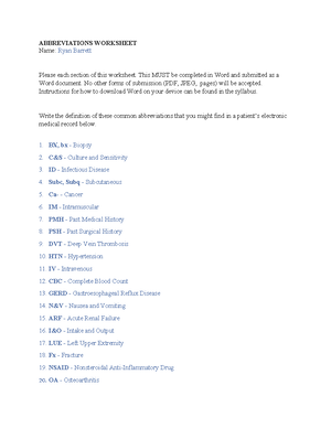 Pick Apart the Chart #1 - assignment - AHS 115 MEDICAL TERMINOLOGY PICK ...