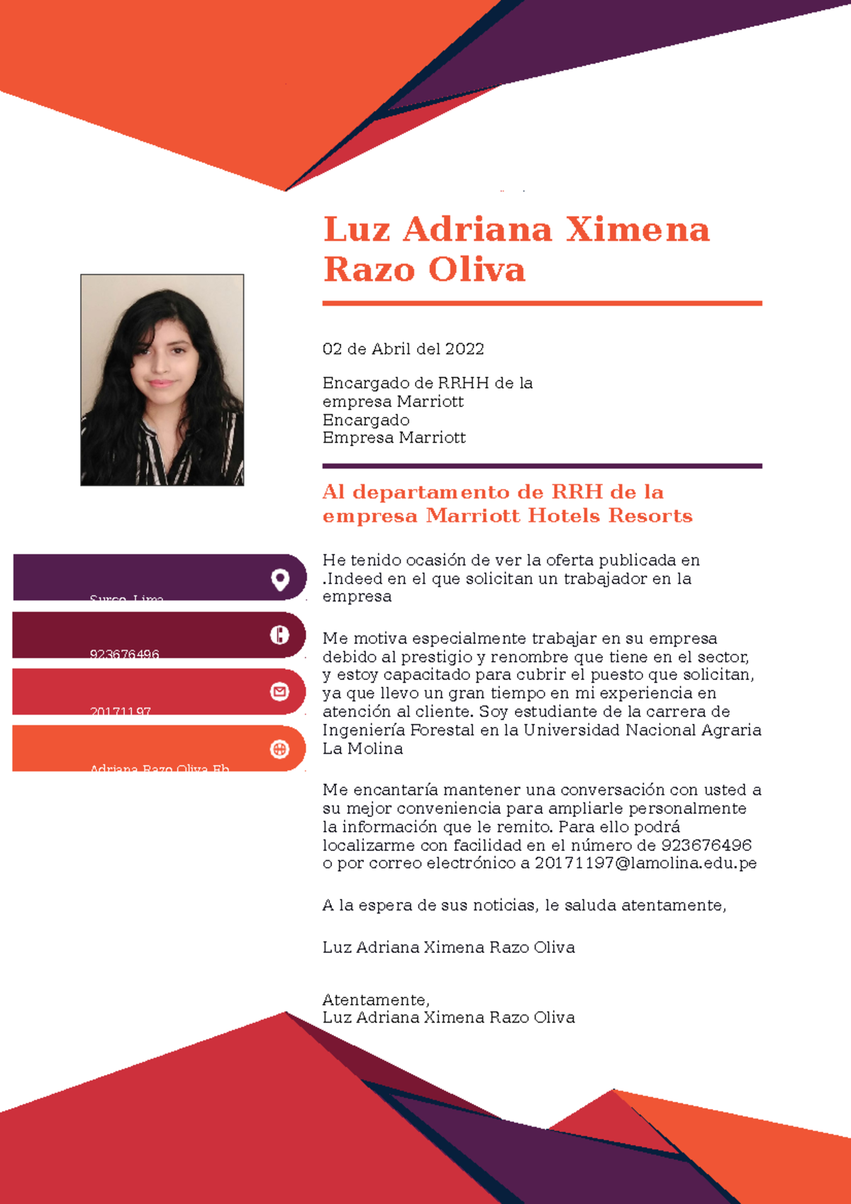 Carta de presentación - mate,atica - Luz Adriana Ximena Razo Oliva 02 ...