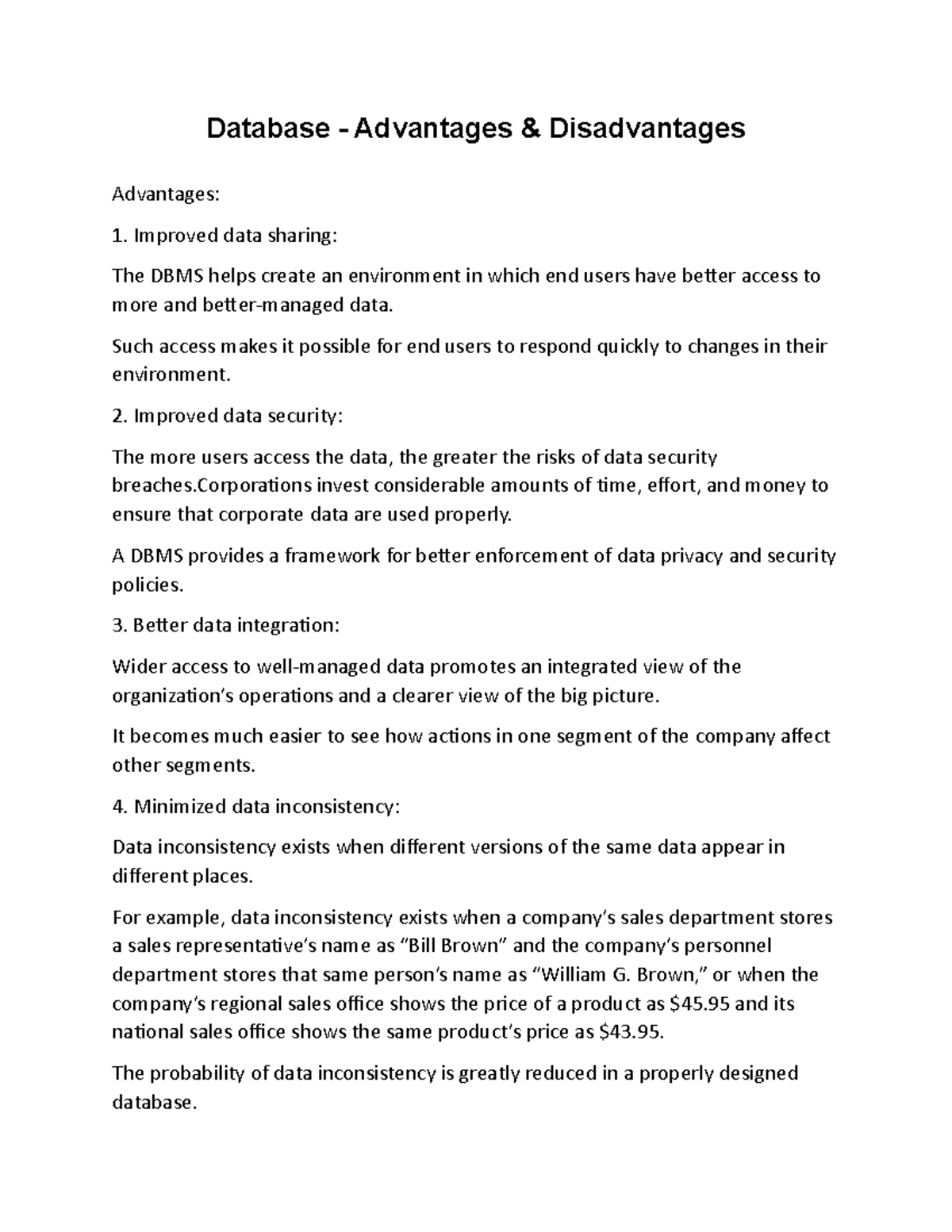 Advantages and Disadvantages of DB - Database - Advantages ...