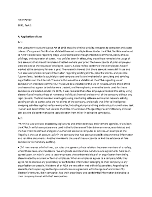 C841 Task 1 - C841 Task 1 - IHP4 TASK 1: LEGAL ANALYSIS John Kitchen A1 ...