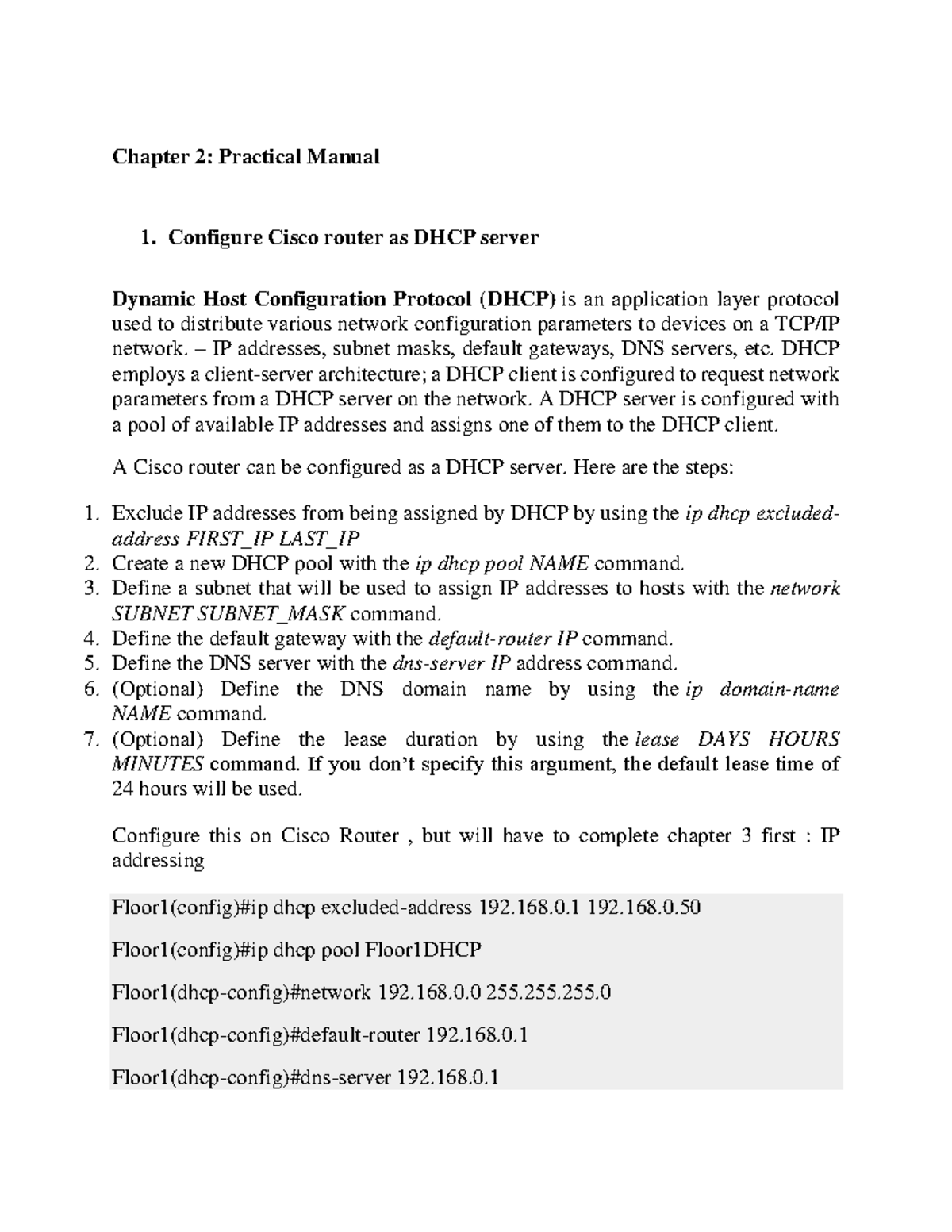 Chapter 2-Practical 1 - NOTES - Chapter 2: Practical Manual 1 ...