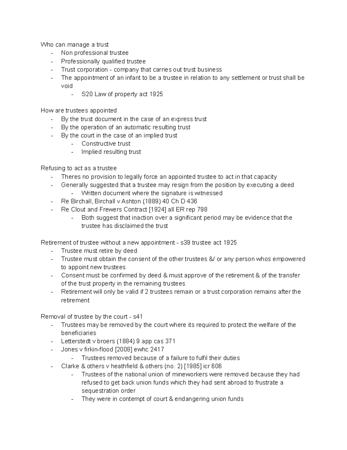 General principles of trusteeship - Who can manage a trust - Non ...