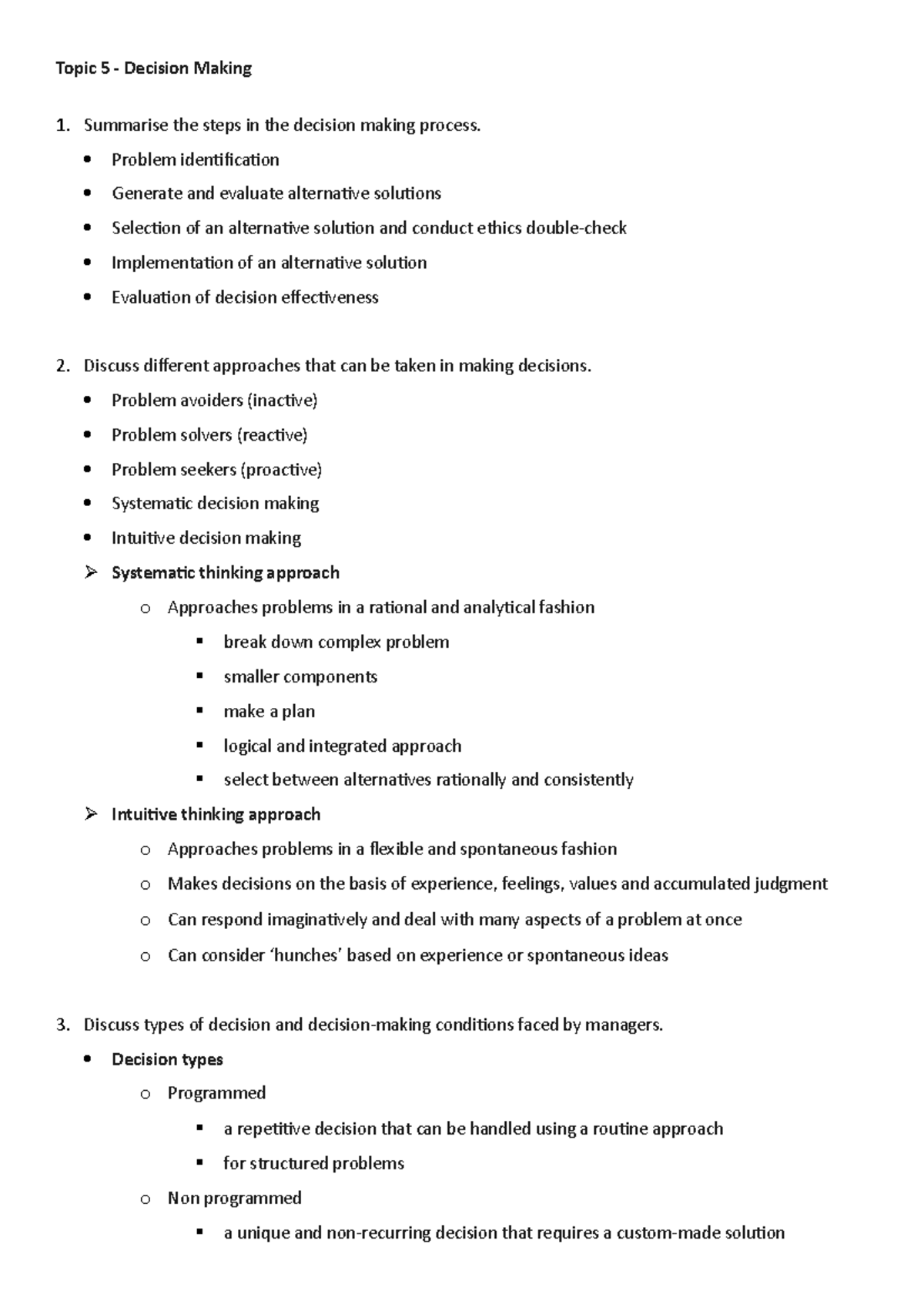 Topic 9 Questions - Exam revision, Exam revision, Exam revision - Topic ...