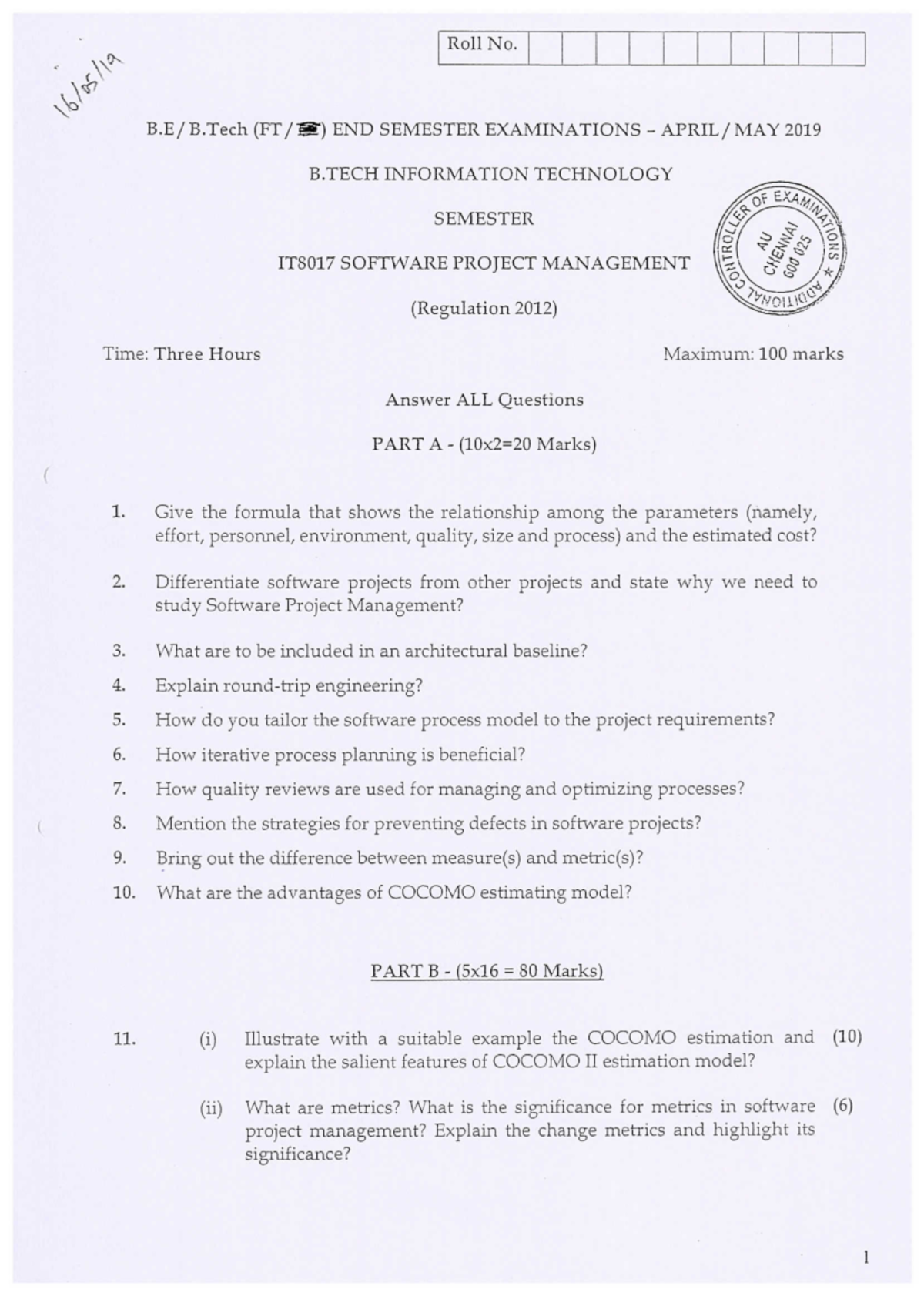 IT80172012 AM2019 - Software Project Management Anna 2019 - Studocu