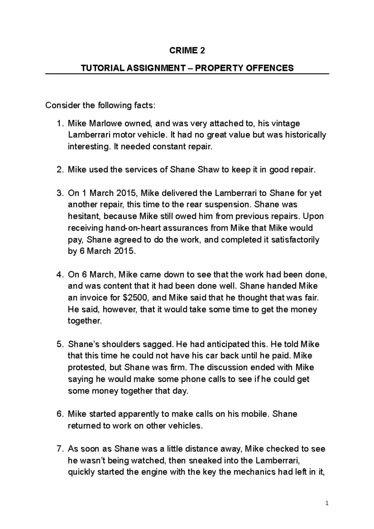 TA Property - Good Resource for exam - CRIME 2 TUTORIAL ASSIGNMENT ...