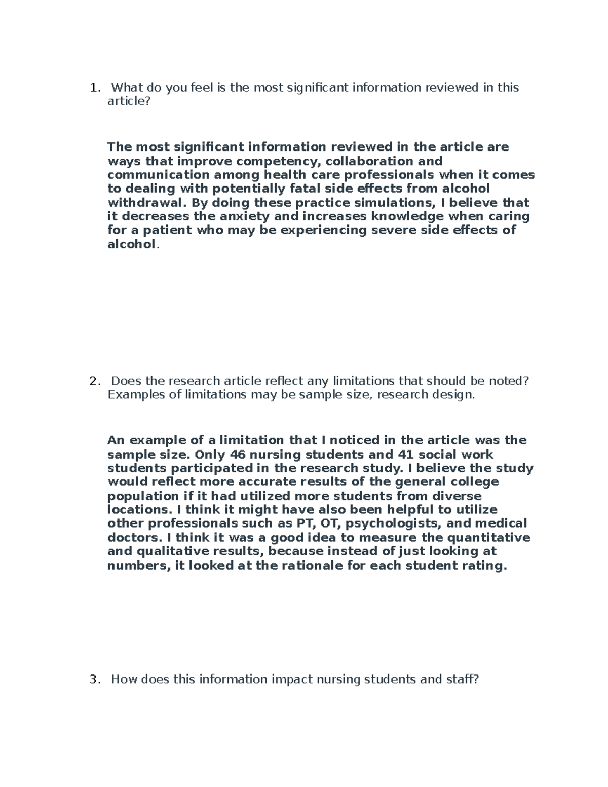 Research Article Review - What do you feel is the most significant ...