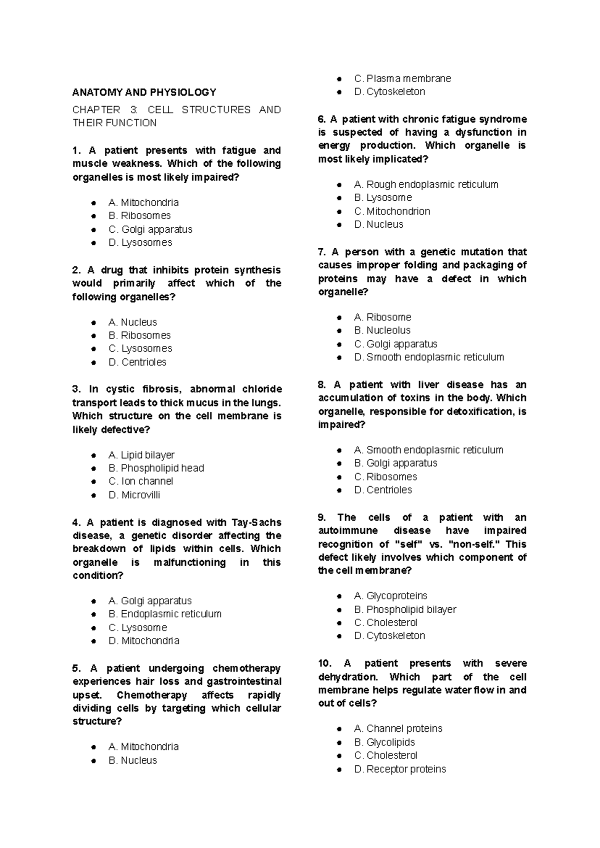 Anatomy AND Physiology Chapter 3 - ANATOMY AND PHYSIOLOGY CHAPTER 3 ...