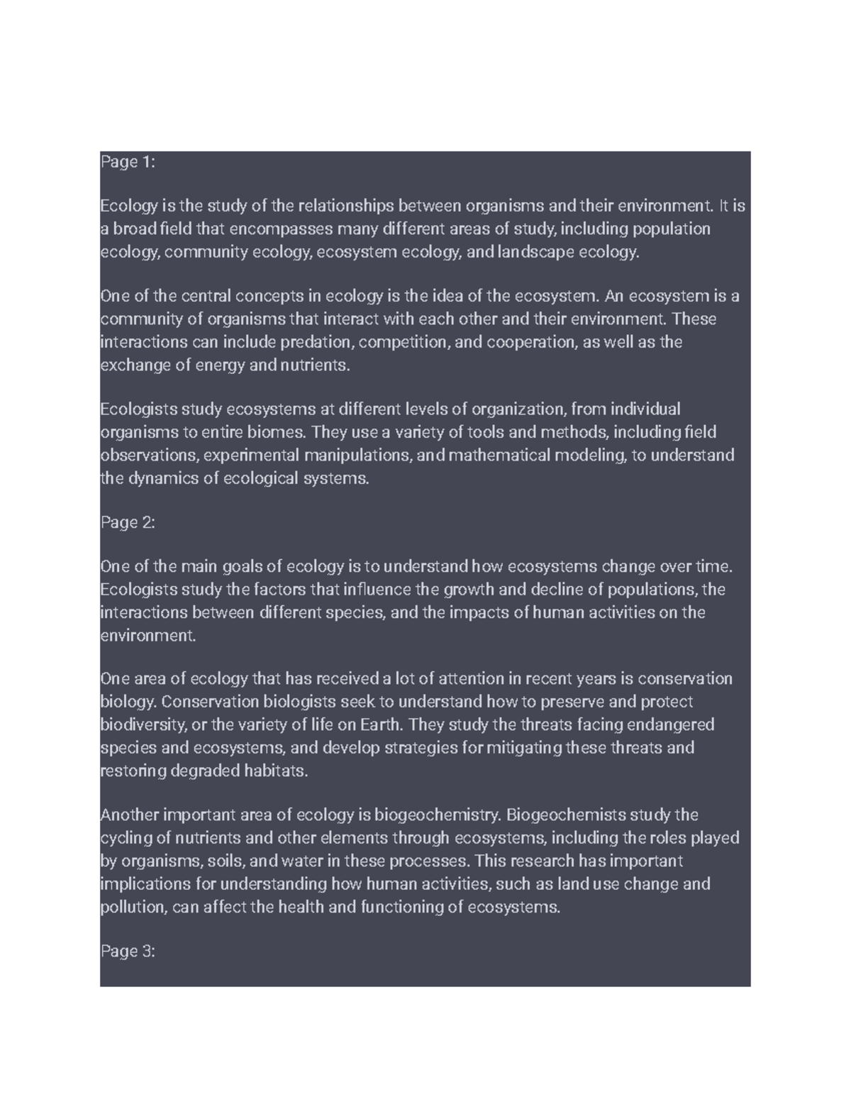 Ecology Notes - Page 1: Ecology is the study of the relationships ...