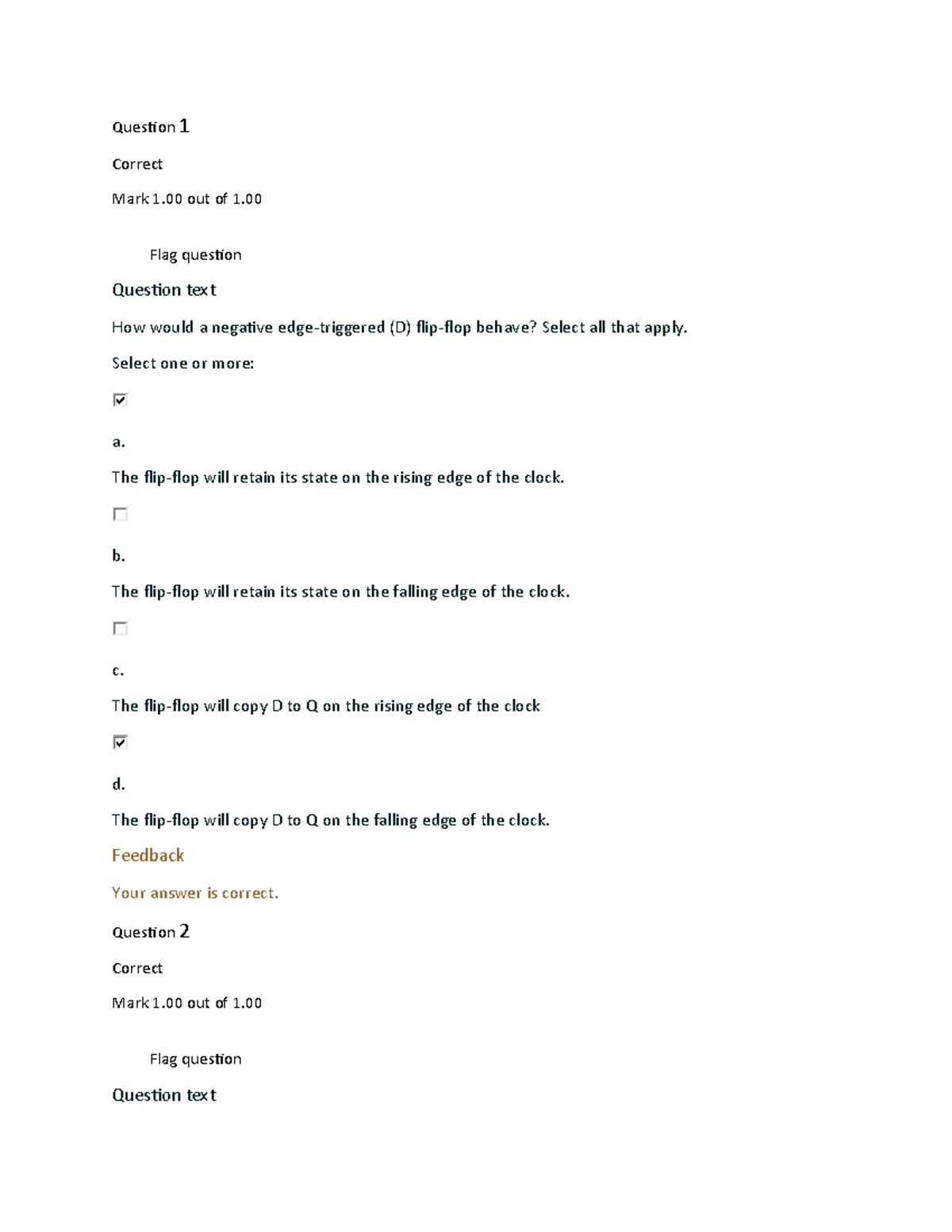Scribd - asdv af secind - Question 1 Correct Mark 1 out of 1. Flag ...