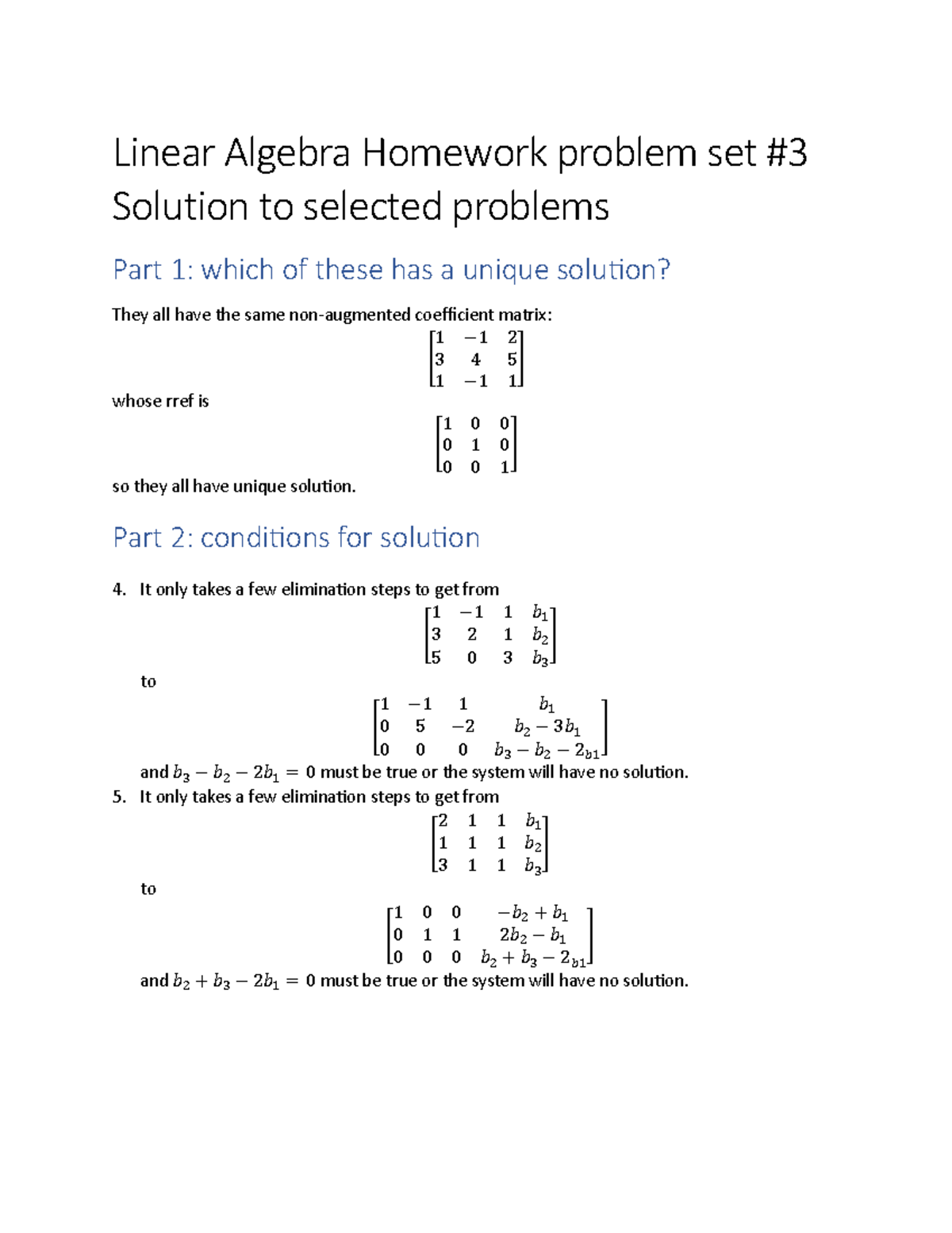 HW3 solution - homework - Linear Algebra Homework problem set # 3 Solution to selected problems ...