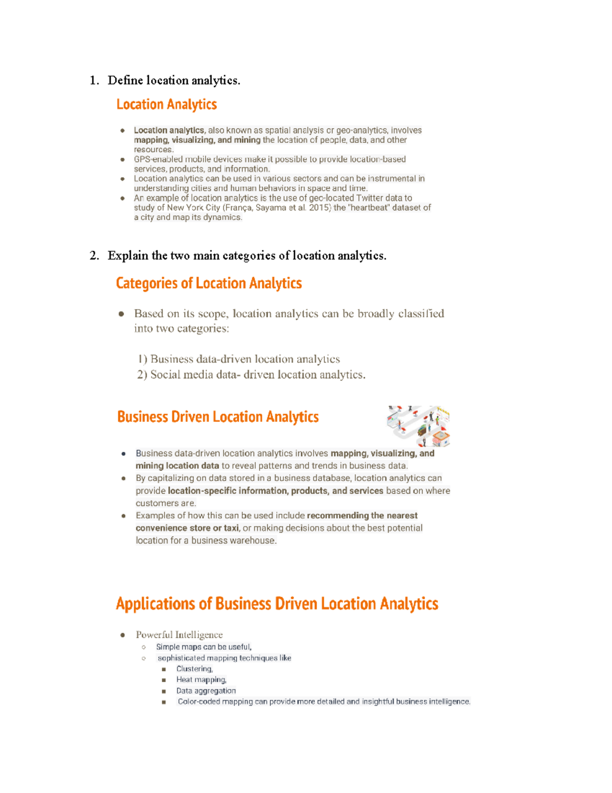 Smahalf module 4,5,6 - Define location analytics. Explain the two main ...