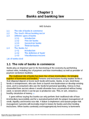 The Law of Banking and Payment in South Africa - (Chapter 2 The nature of banking law and its ...