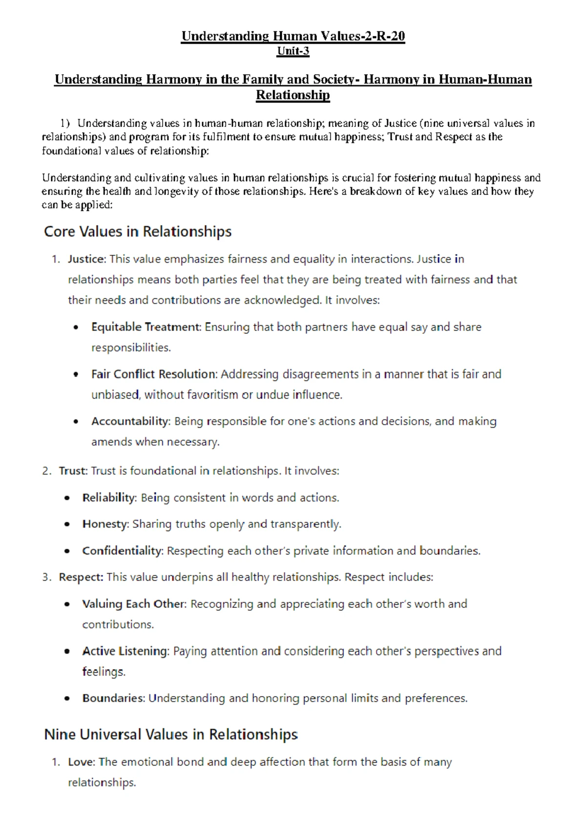 UHV-2- notes-unit-1-2024-25 - Understanding Human Values- 2 Unit- 1 ...