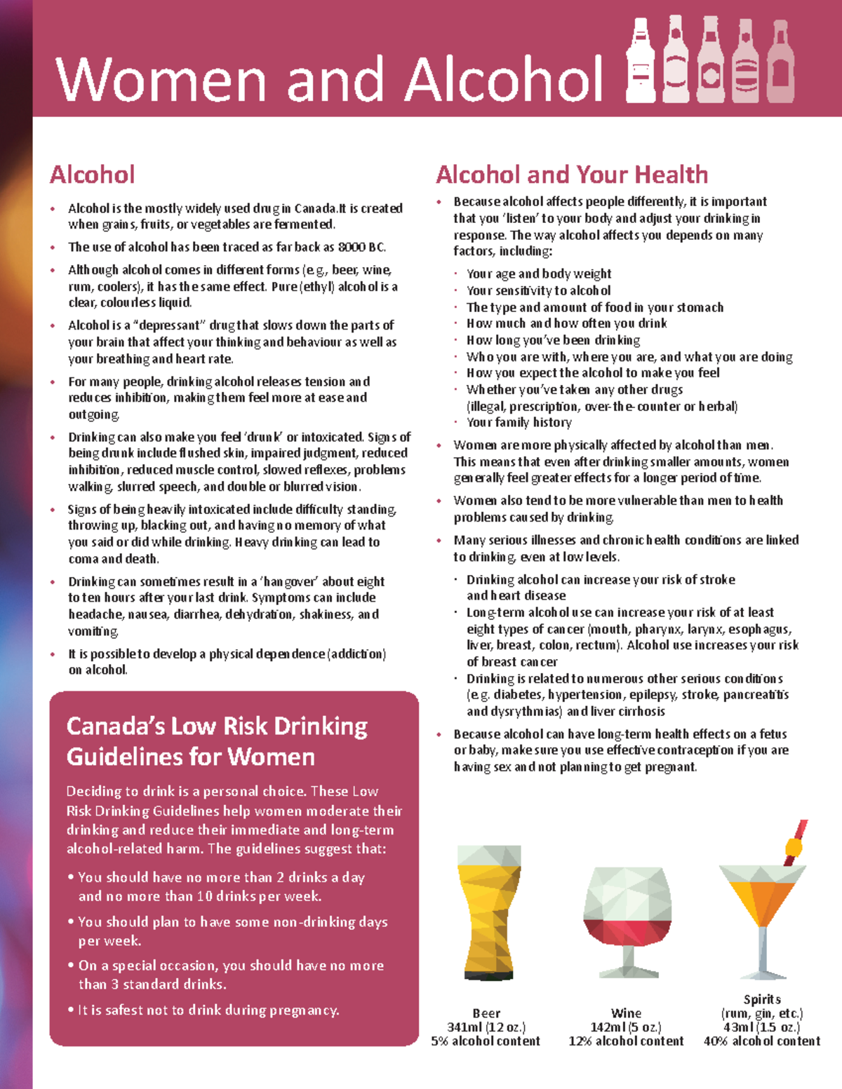 Women and Alcohol - lecture note - Women and Alcohol Alcohol Alcohol is ...