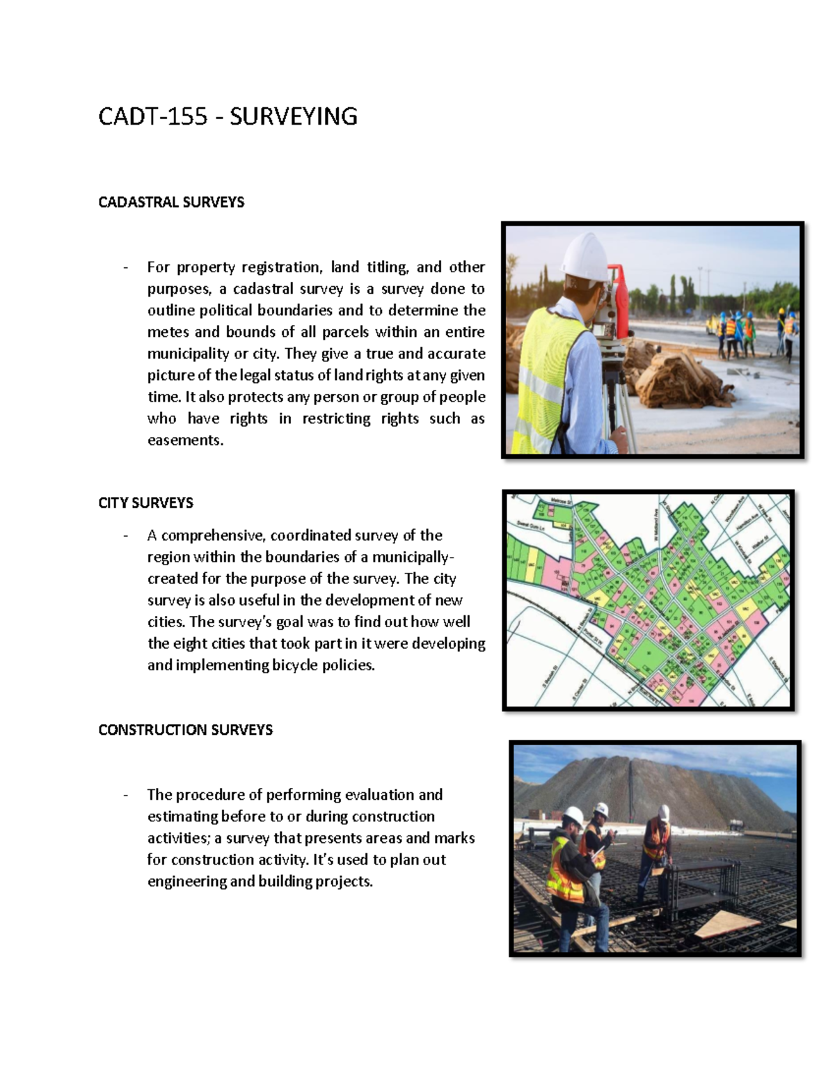 CADT 155 Surveying ( Assignment no.1) - CADT- 155 - SURVEYING CADASTRAL ...