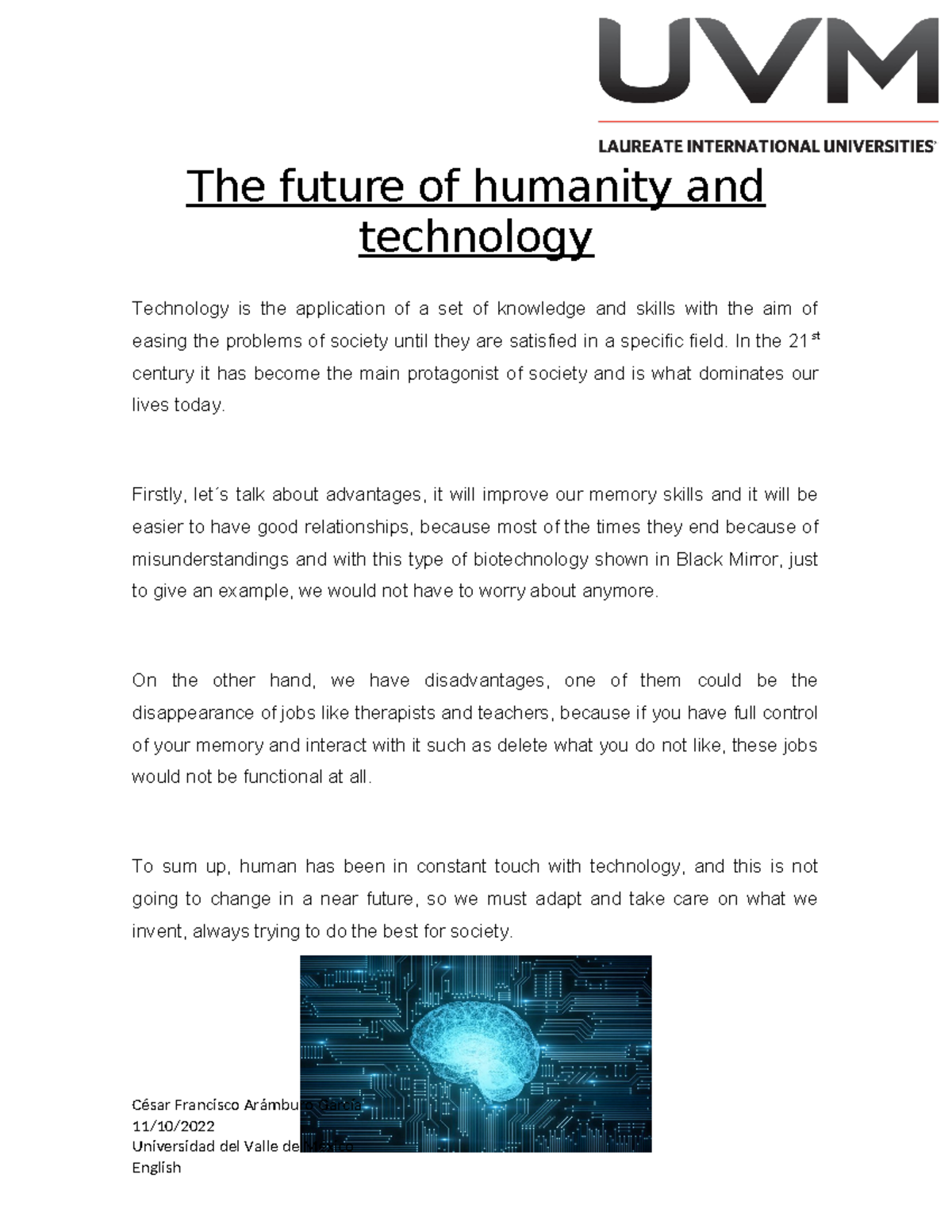 The future of humanity and technology - The future of humanity and ...