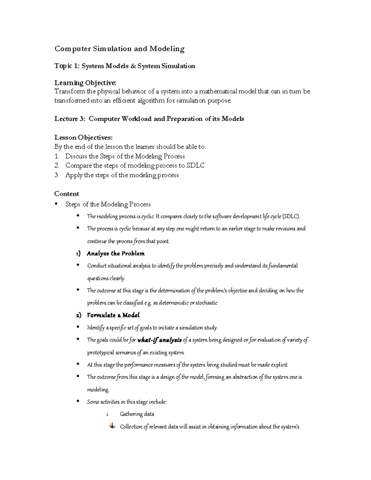 Computer Workload And Preparation Of Its Models Computer Simulation