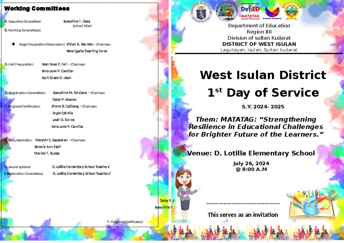 First day of service 2024 - West Isulan District 1 st Day of Service S ...