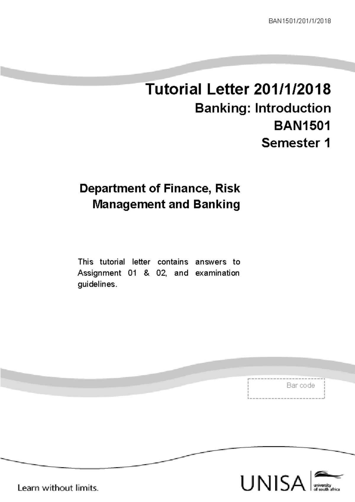 Solutions for Assignments 1&2 2018 - BAN1501/201/1/ Tutorial Letter 201 ...