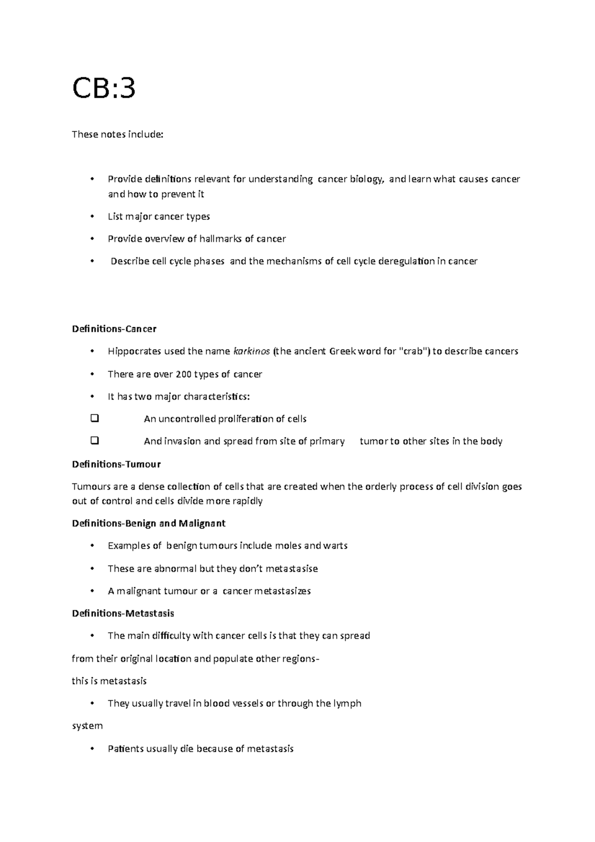 CB3 - CB:3 These notes include: • Provide definitions relevant for ...