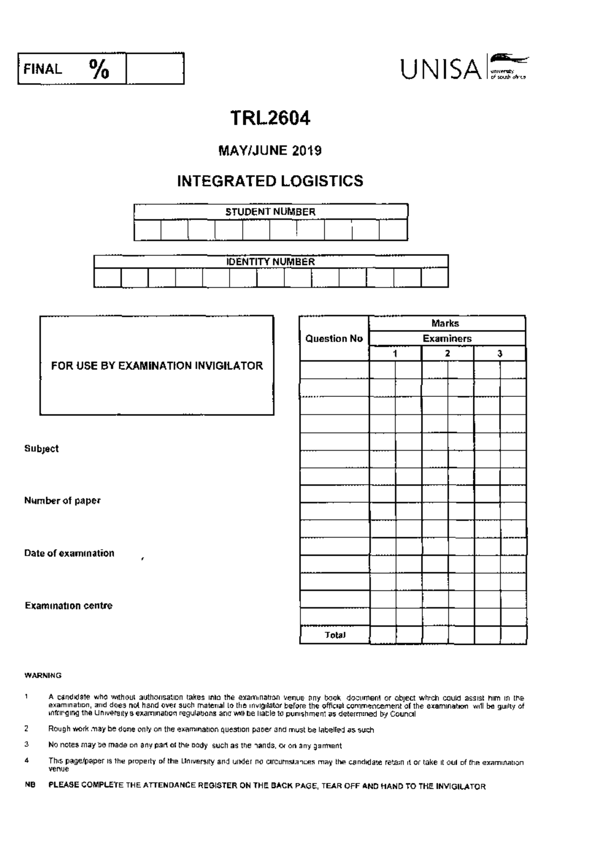 TRL2604 2019 6 E 1 - theory - 98313 - TRL - Unisa - Studocu