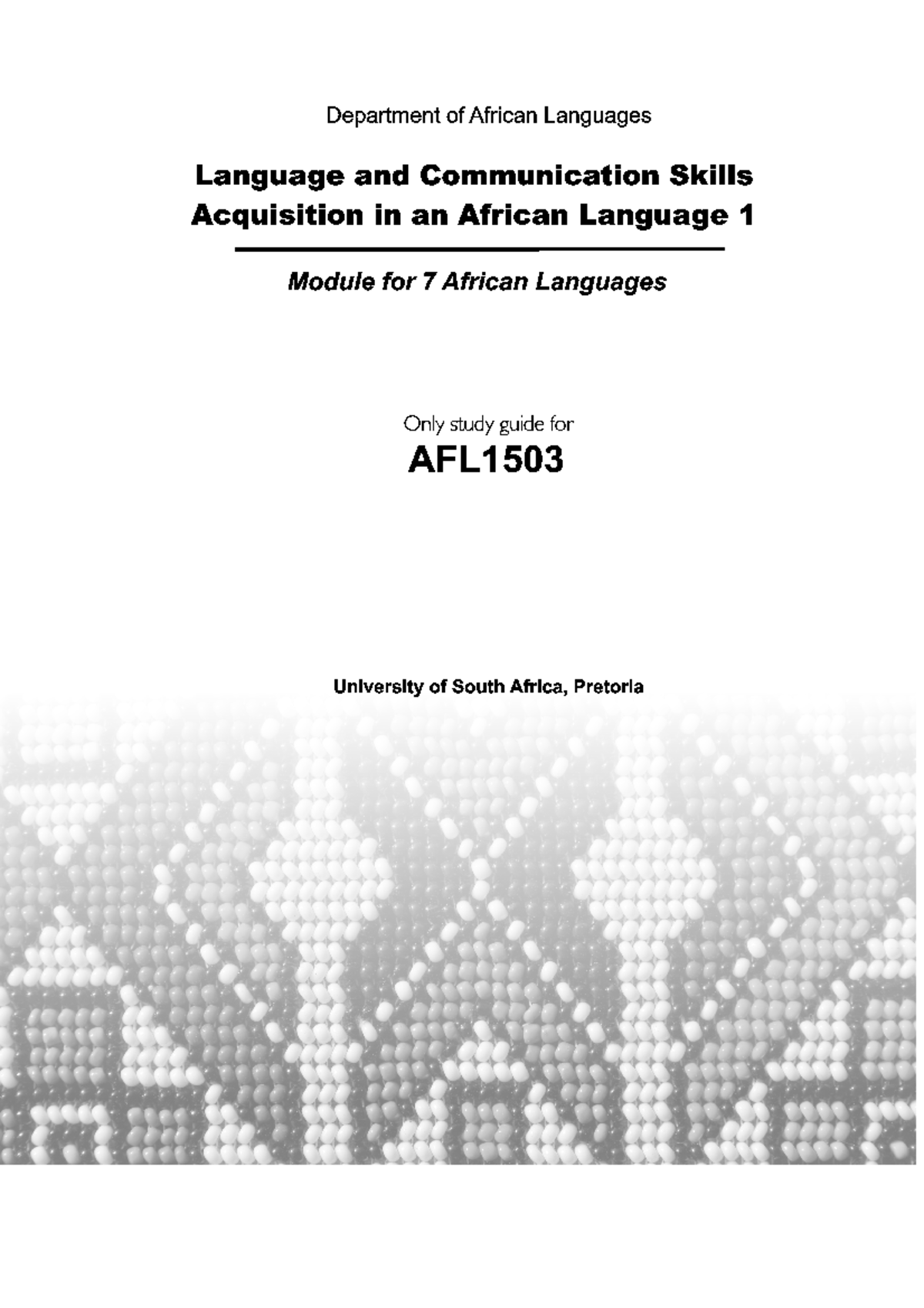 AFL 1503 Study Guide - #2008 University of South Africa All rights ...