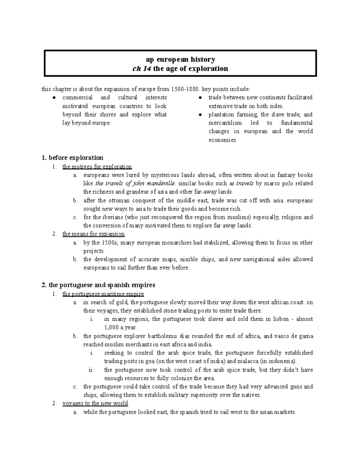 14. exploration - ap european history ch 14 the age of exploration this ...