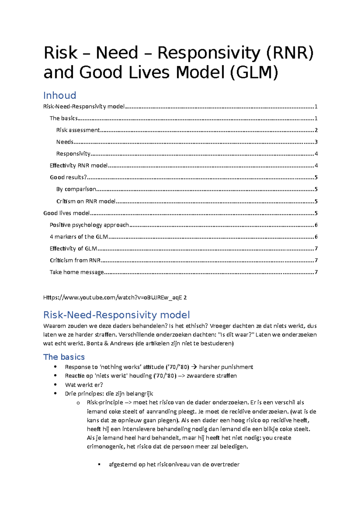 LES 10 RNR en GLM - Risk – Need – Responsivity (RNR) and Good Lives ...