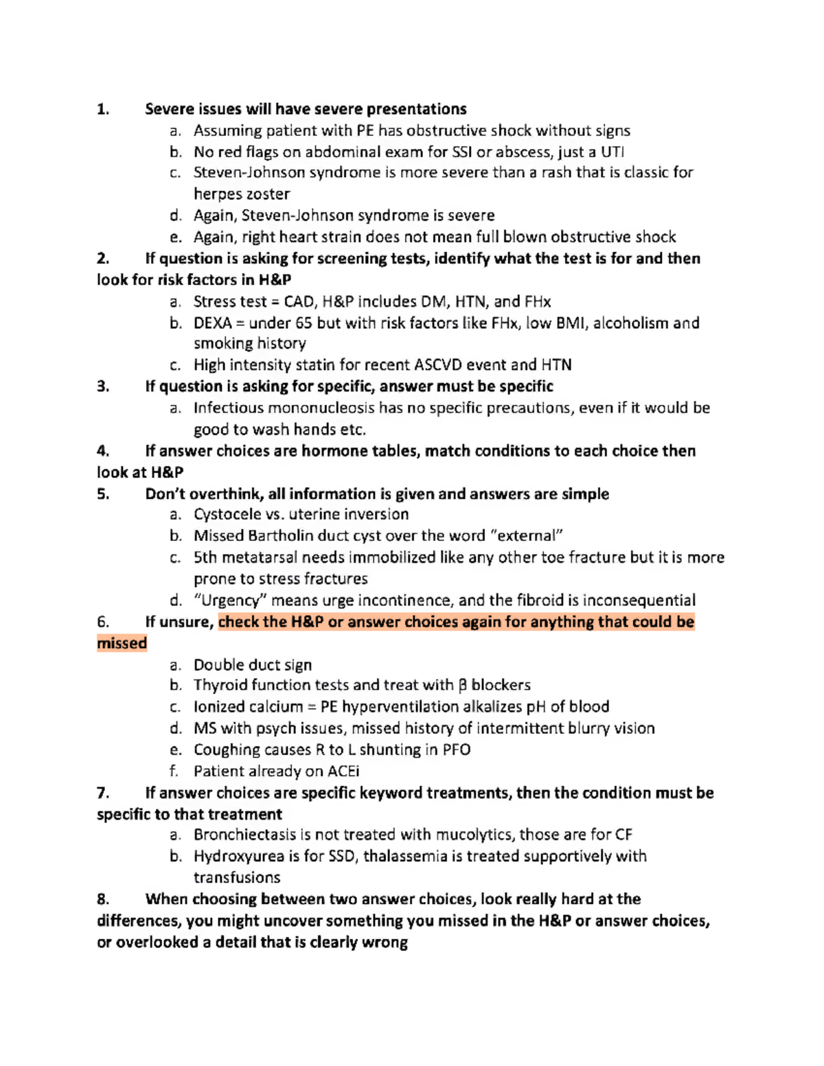 Step 2 Study PDF - 1. Severe issues will have severe presentations a ...