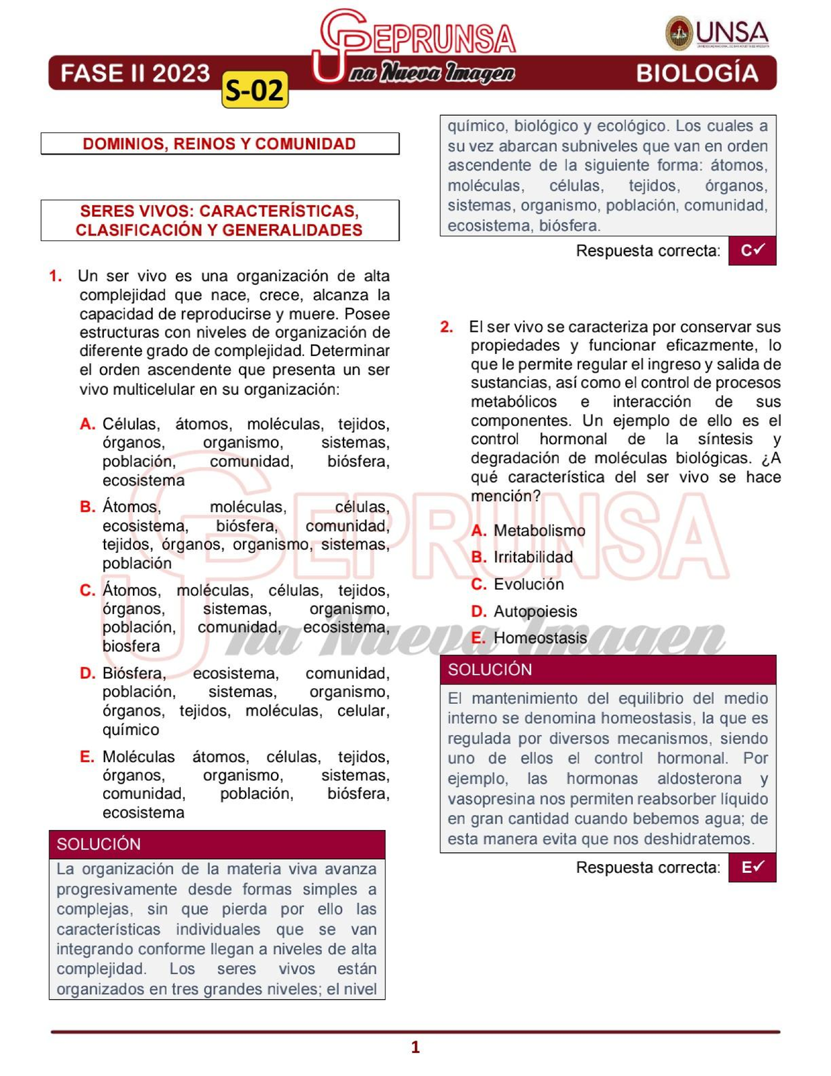 S- 02 Biología Biomedicas Ceprunsa 2DA FASE - D EPRUNSA UNSA FASE II 2023 na Nueva Imagen ...