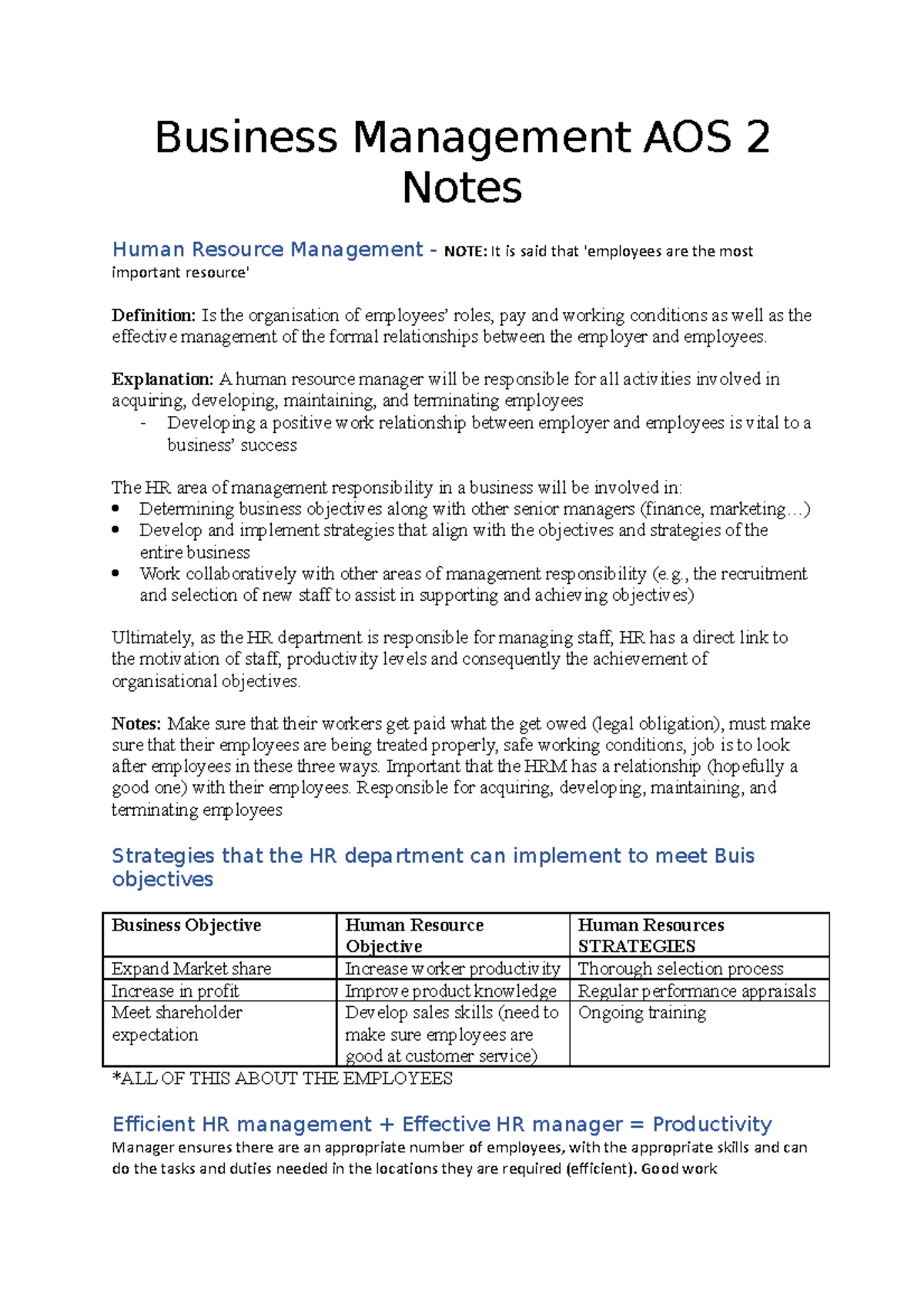 Business Manag me nt AOS 2 notes - Business Management AOS 2 Notes ...