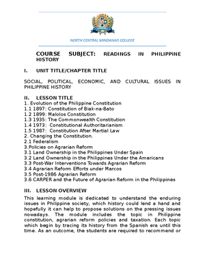 GE 2 Readings IN Philippine History - Critical Evaluation AND Promotion OF Local AND ORAL ...