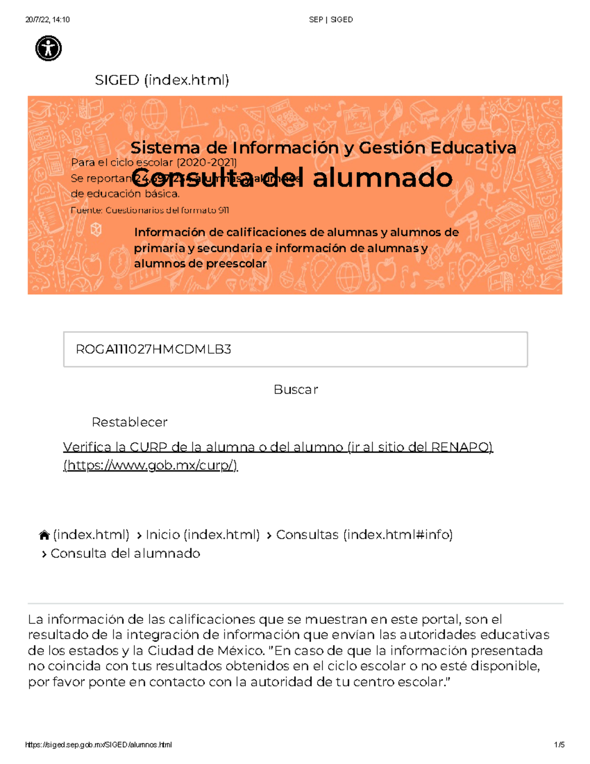 SEP Siged - ABC - La información de las calicaciones que se muestran en ...