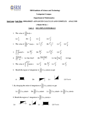15MA102 3 Sem - University papers - Advanced Calculus And Complex Analysis - Studocu