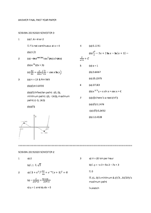 Final Exam Calculus 2019 2020 Sem 3 - QUESTION 1 (12 MARKS) a) Function f is given by f (x ...