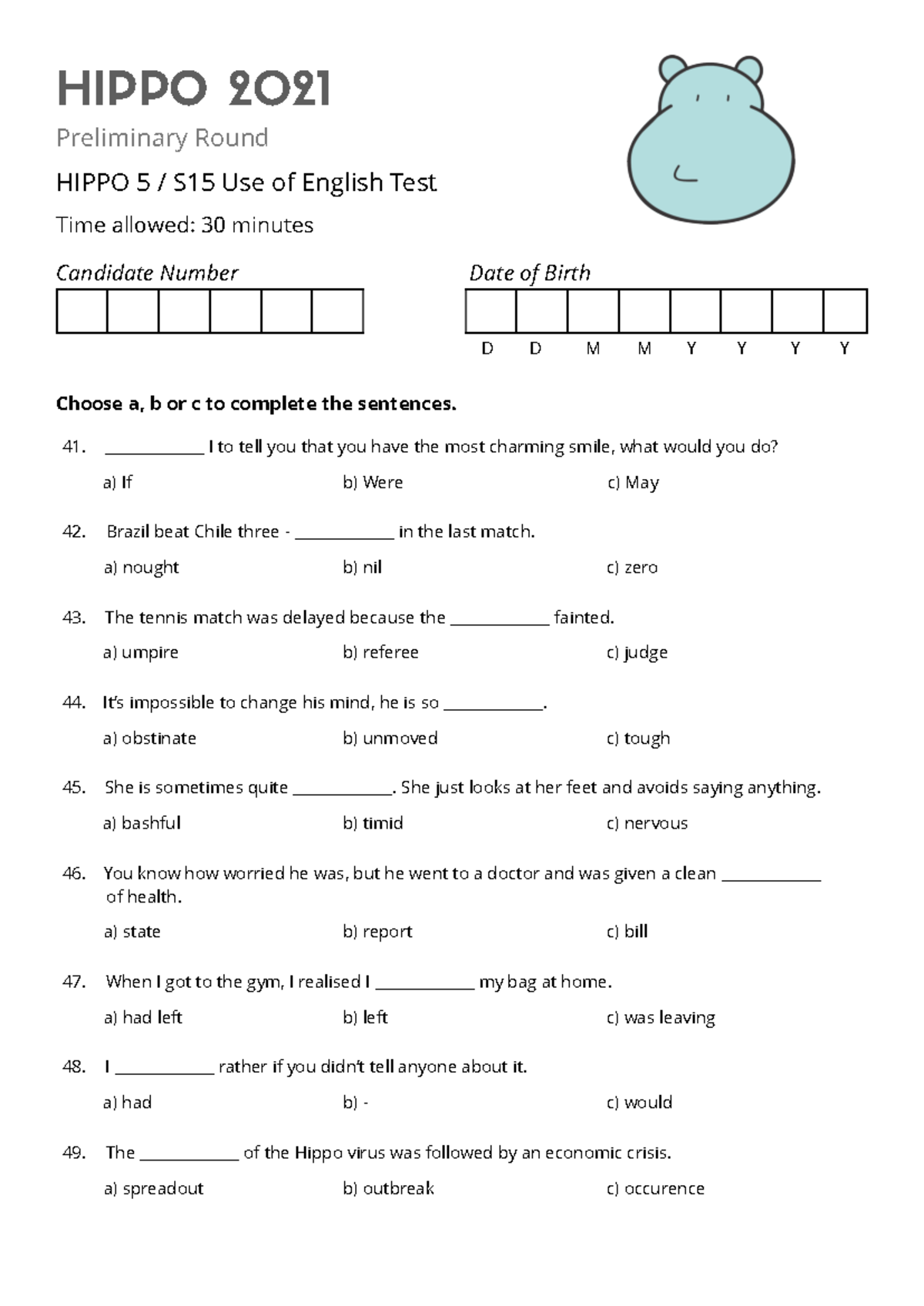 Hippo 5-S15 2021 Use V1 - HIPPO 2021 Preliminary Round HIPPO 5 / S15 ...