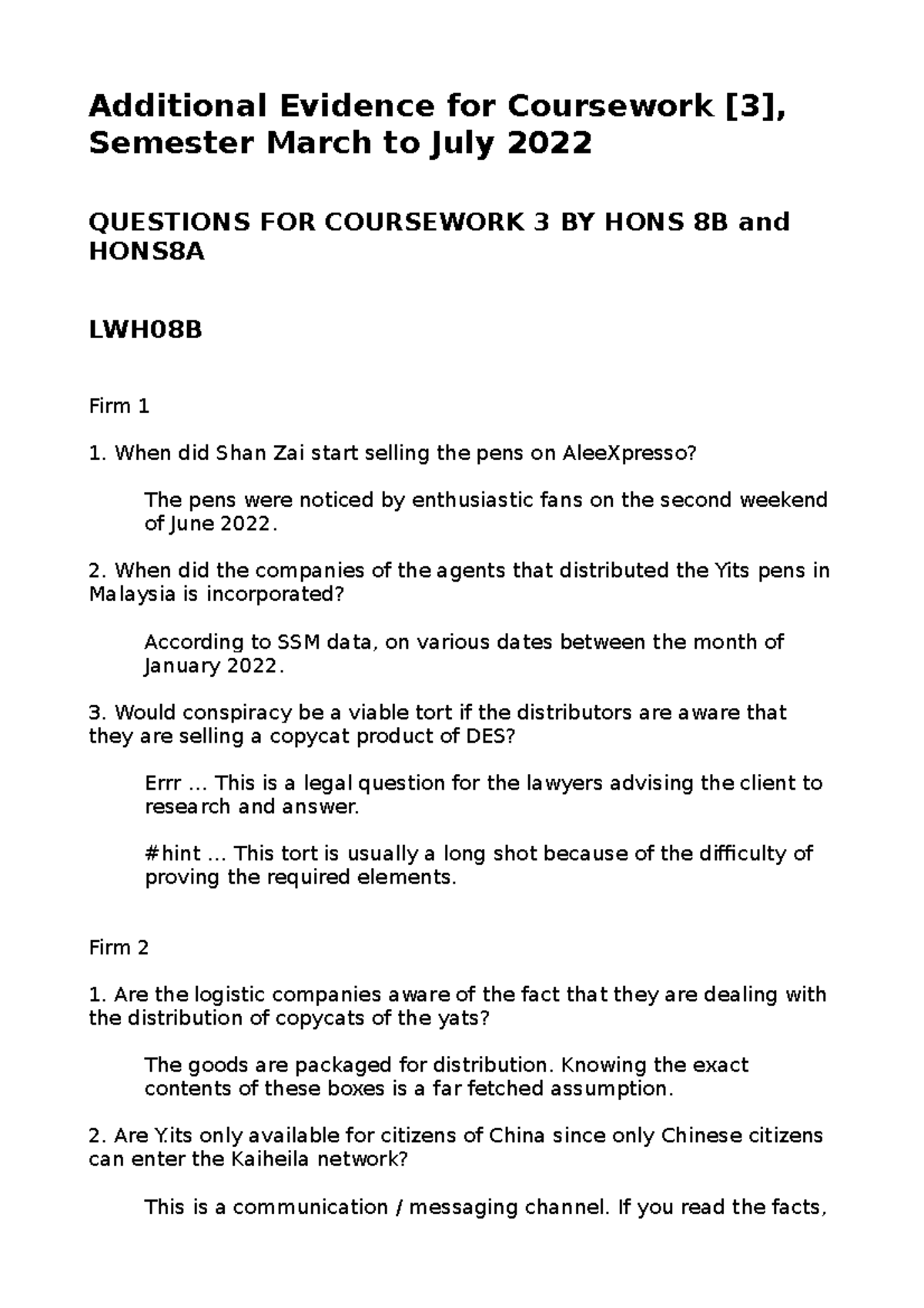 Additional Evidence for Coursework 3, Semester March to July 2022 ...