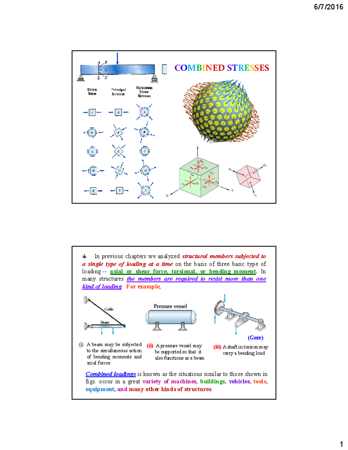 stress analysis - COMBINEDSTRESSES In previous chapters we analyzed ...