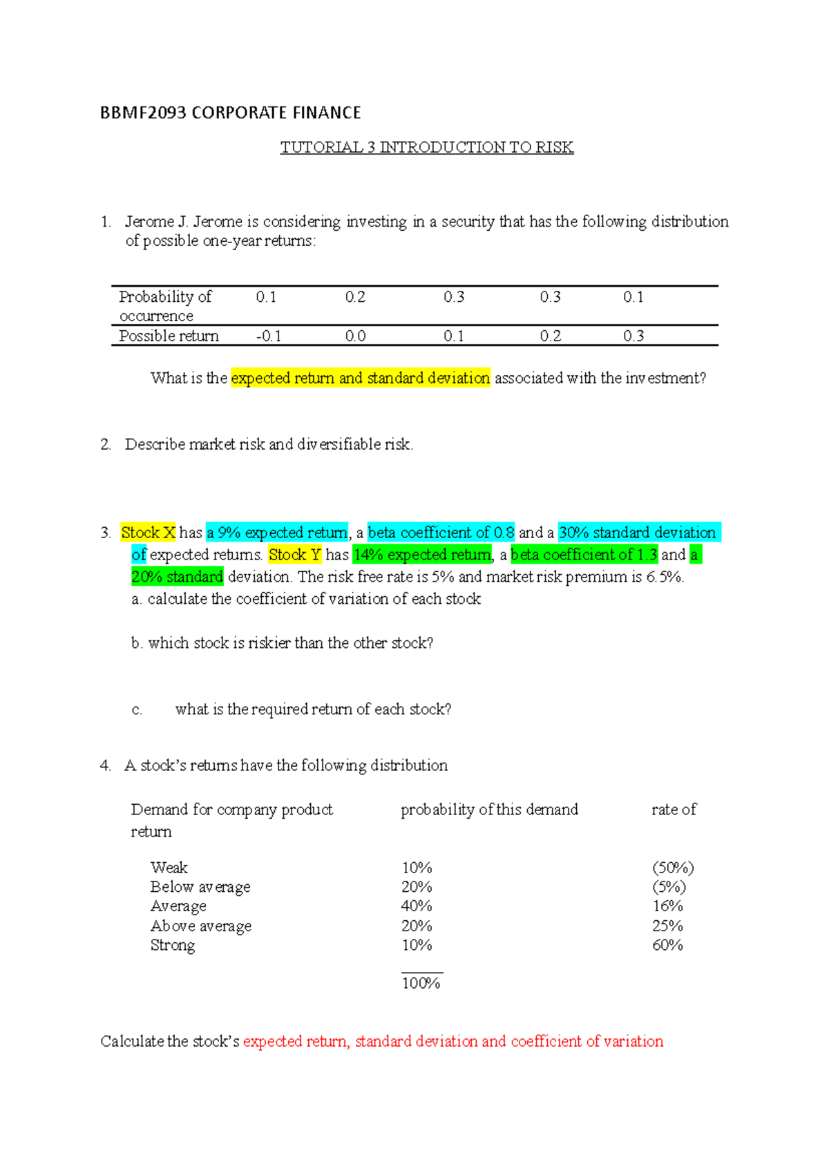 Tutorial 3 Corporate Finance - Studocu