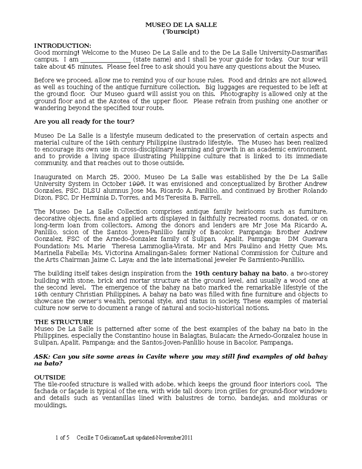 Tour-Script-nov2011 - script - MUSEO DE LA SALLE (Tourscipt ...