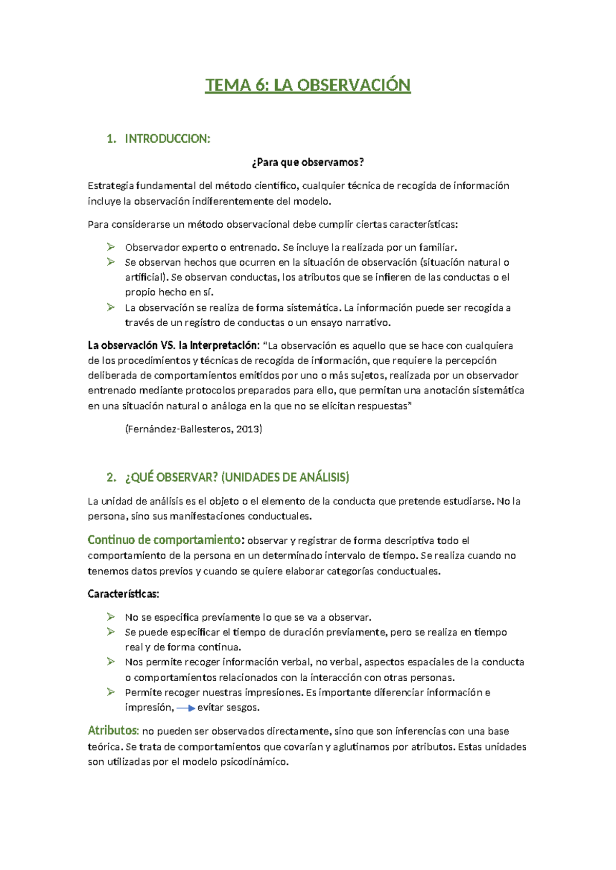 Resumen tema 6 evalu - TEMA 6: LA OBSERVACIÓN 1. INTRODUCCION: ¿Para que observamos? Estrategia ...
