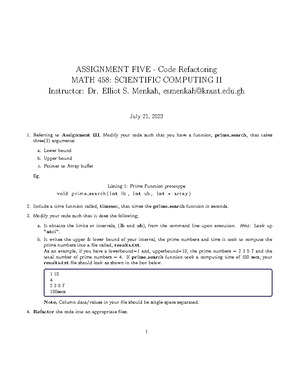 Assignment 2 - ASSIGNMENT TWO MATH 458: Scientific Computing II June 2 ...