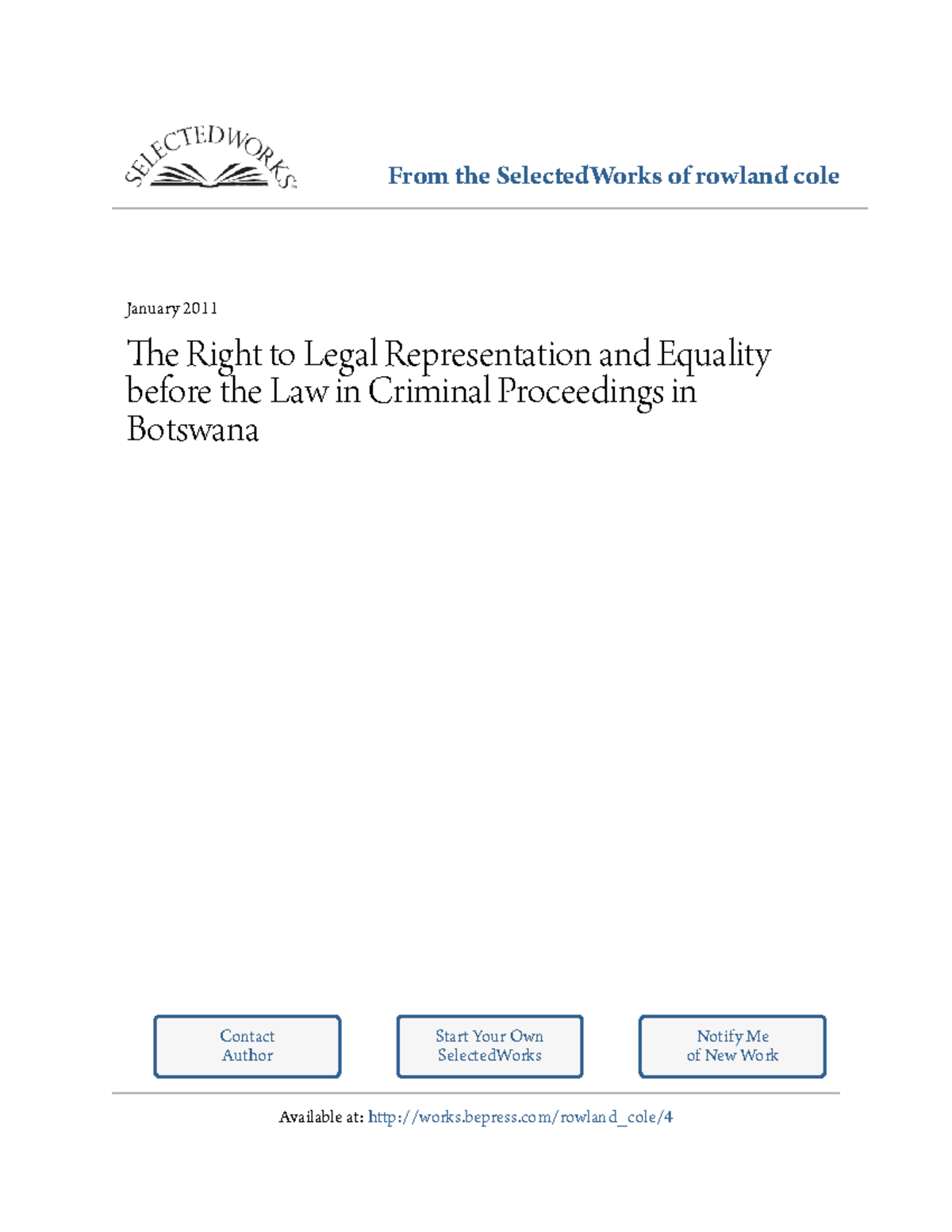 The Right to Legal Representation and Eq - From the SelectedWorks of ...