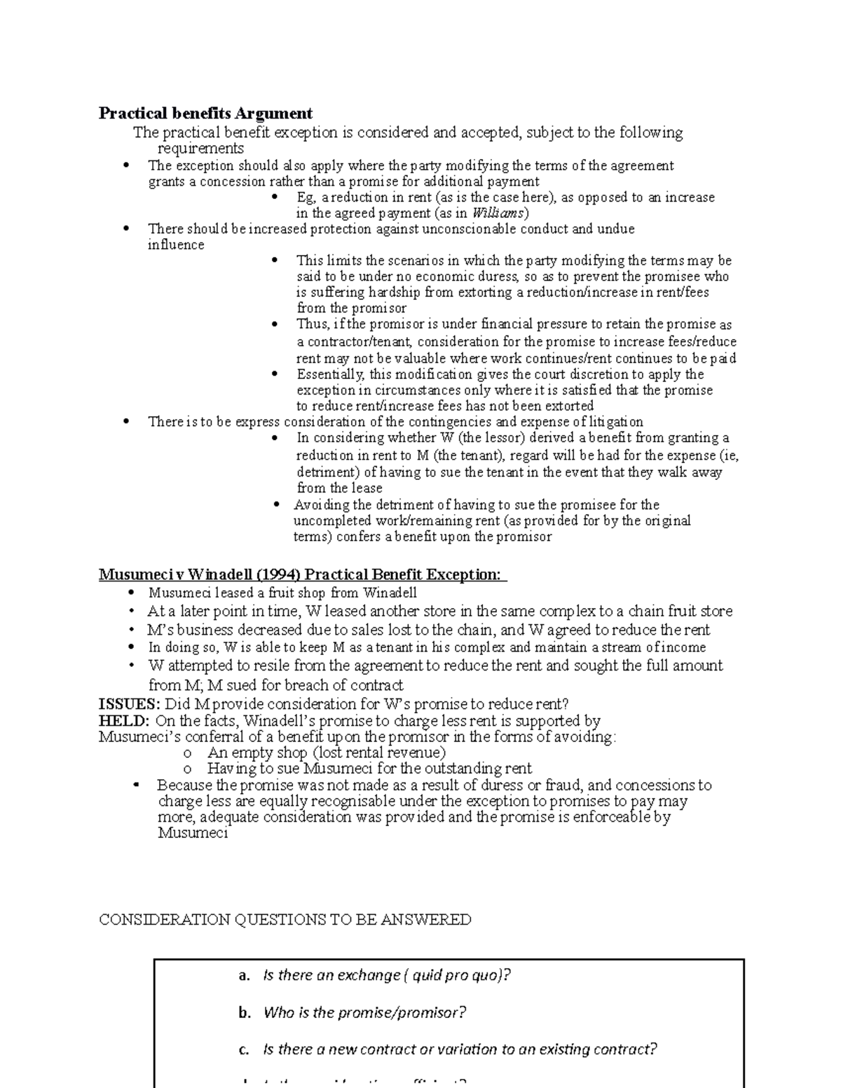 Practical Benefit - Notes - Practical benefits Argument The practical ...