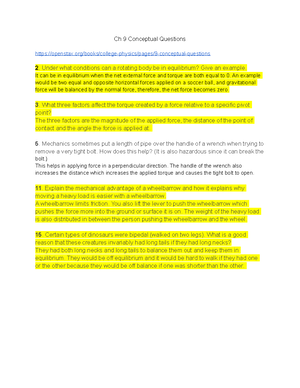 Ch 11 Conceptual Questions - Ch 11 Conceptual Questions - Studocu