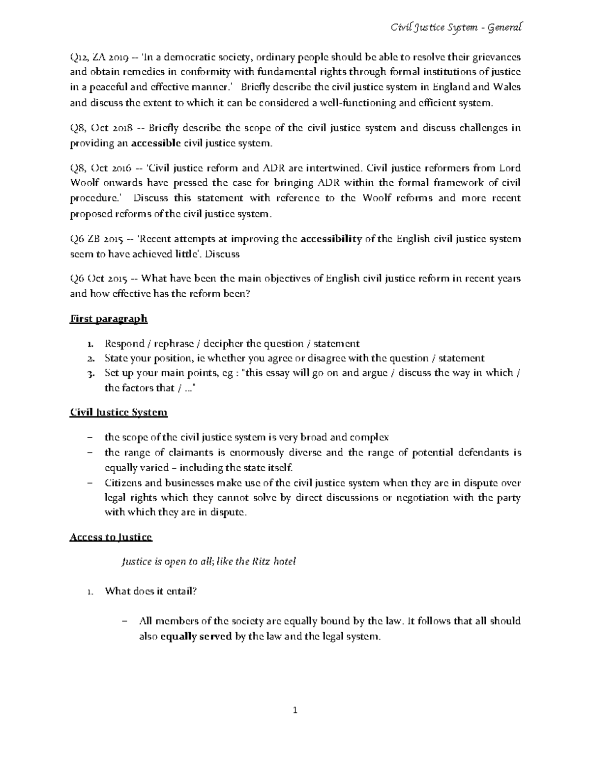 Civil Justice Sysytem General 3 - Q12, ZA 2019 - ‘In a democratic ...