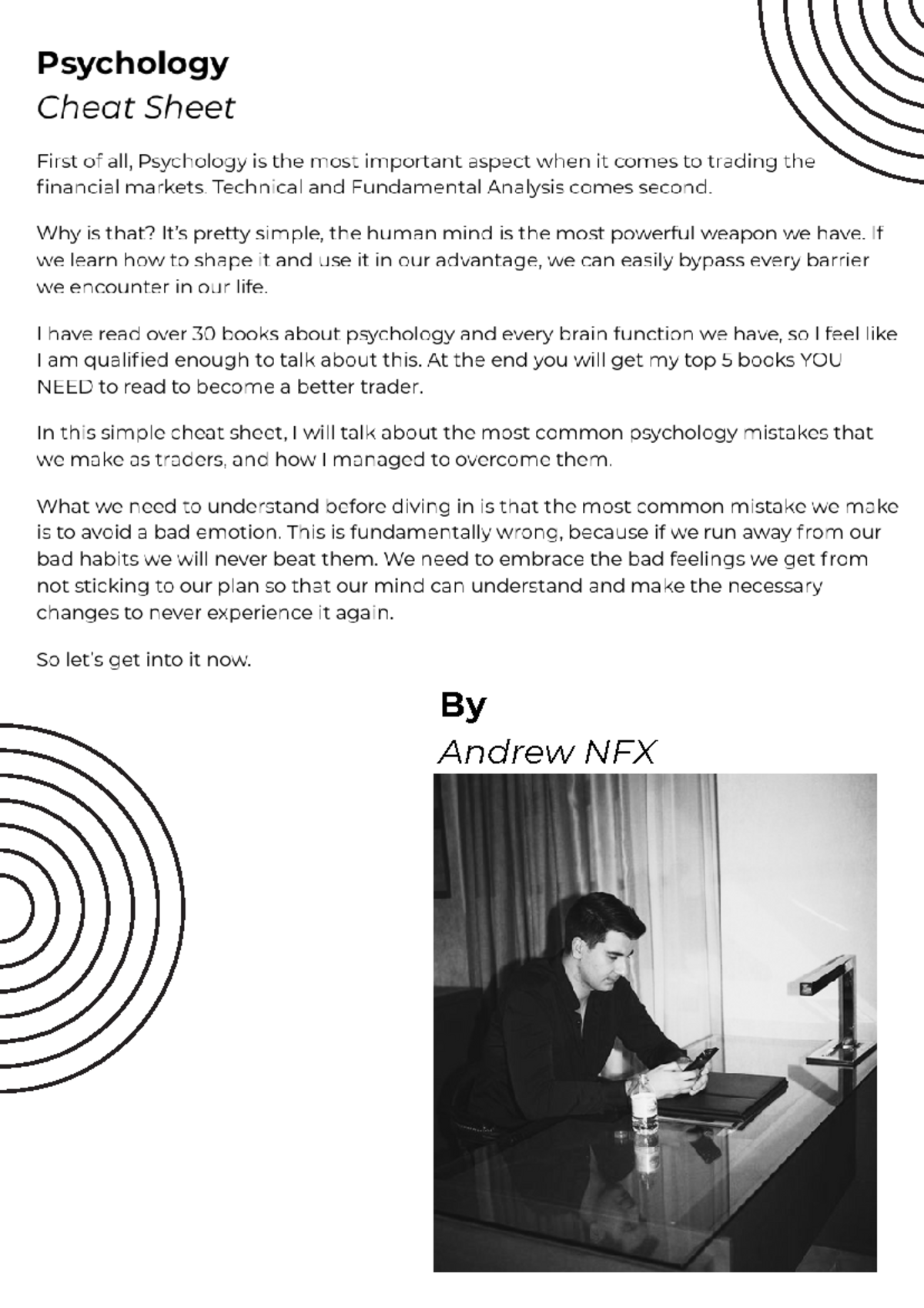 By Andrew NFX - Trading - Psychology Cheat Sheet First of all ...