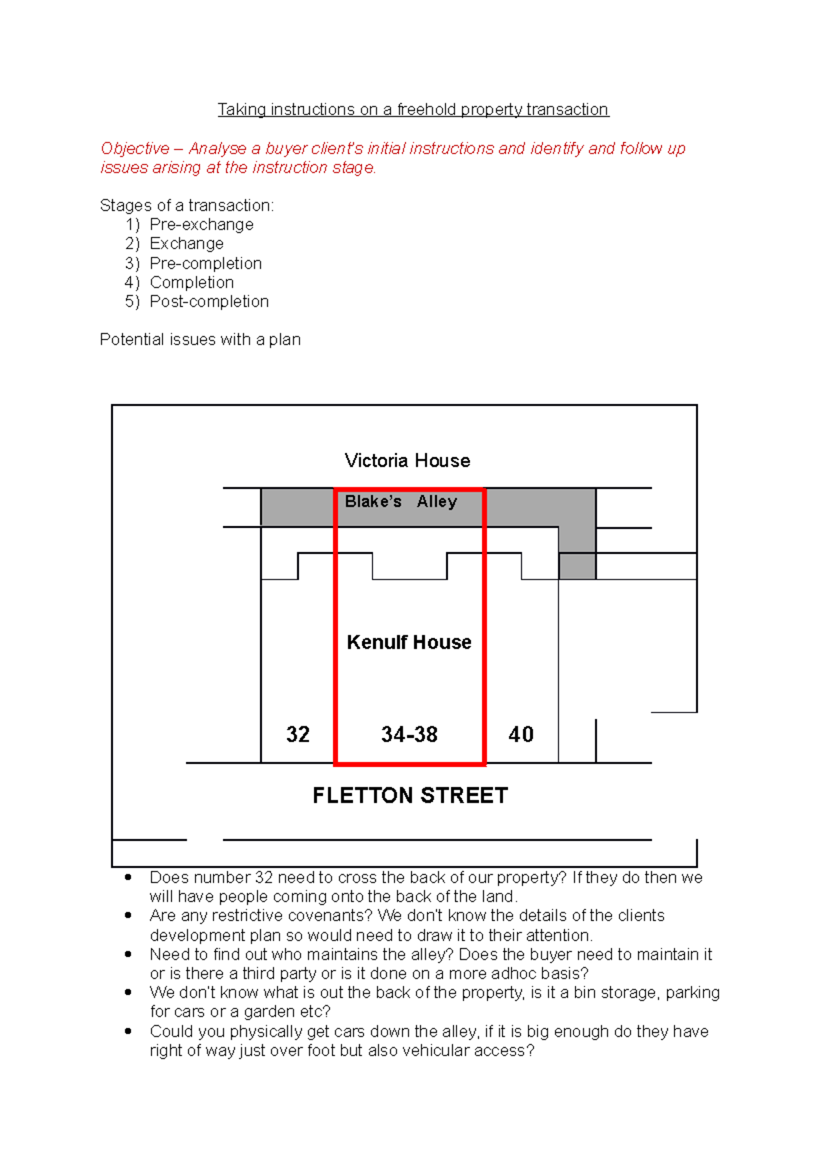 Taking instructions on a freehold notes - Taking instructions on a ...