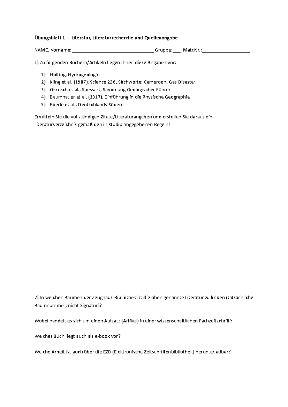 Übungsblatt 1 - WGGS - Übungsblatt 1 – Literatur, Literaturrecherche ...